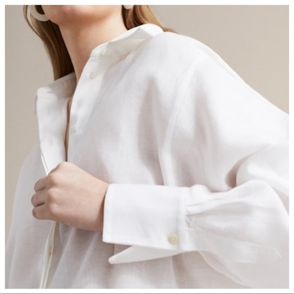 Massimo Dutti | Tops | Nwt Massimo Dutti White 0 Linen Blouse Size L ...